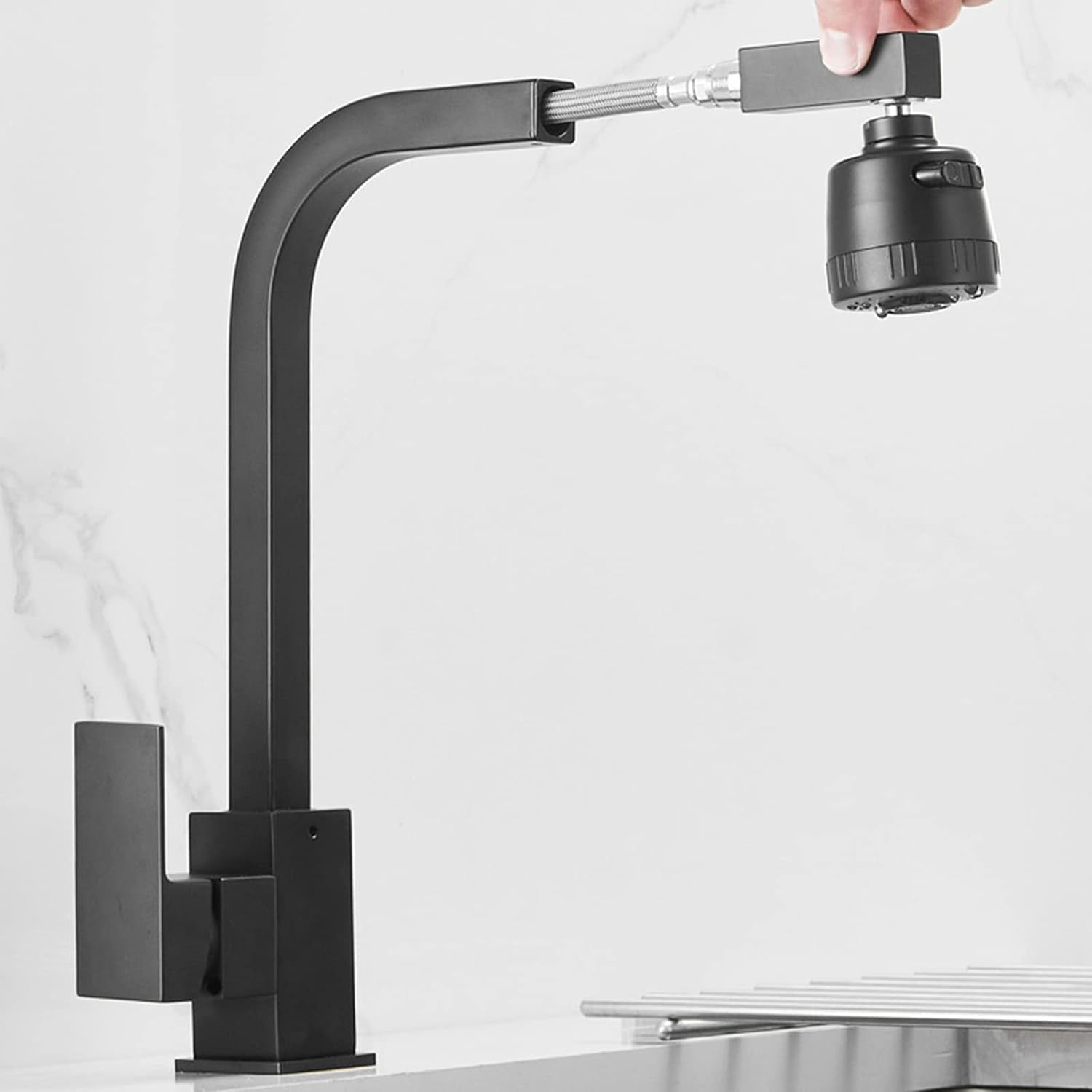 Kitchen Faucet with Pull Out Spray, Kitchen Sink Mixer Faucet Black ...