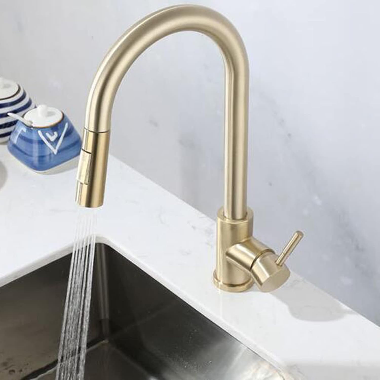 Kitchen Faucet with Pull Out Spray Kitchen Sink faucets Stainless Steel ...