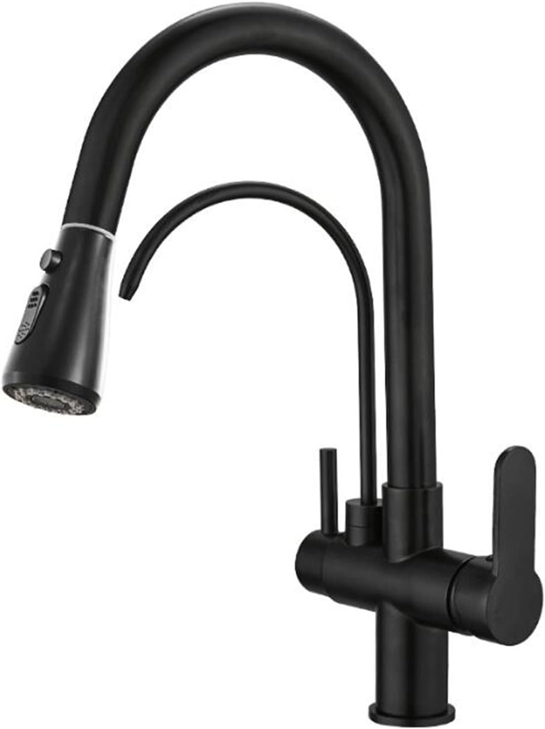Kitchen Faucets 3 Way Black Pull Out Pure Water Hot Water and Cold ...