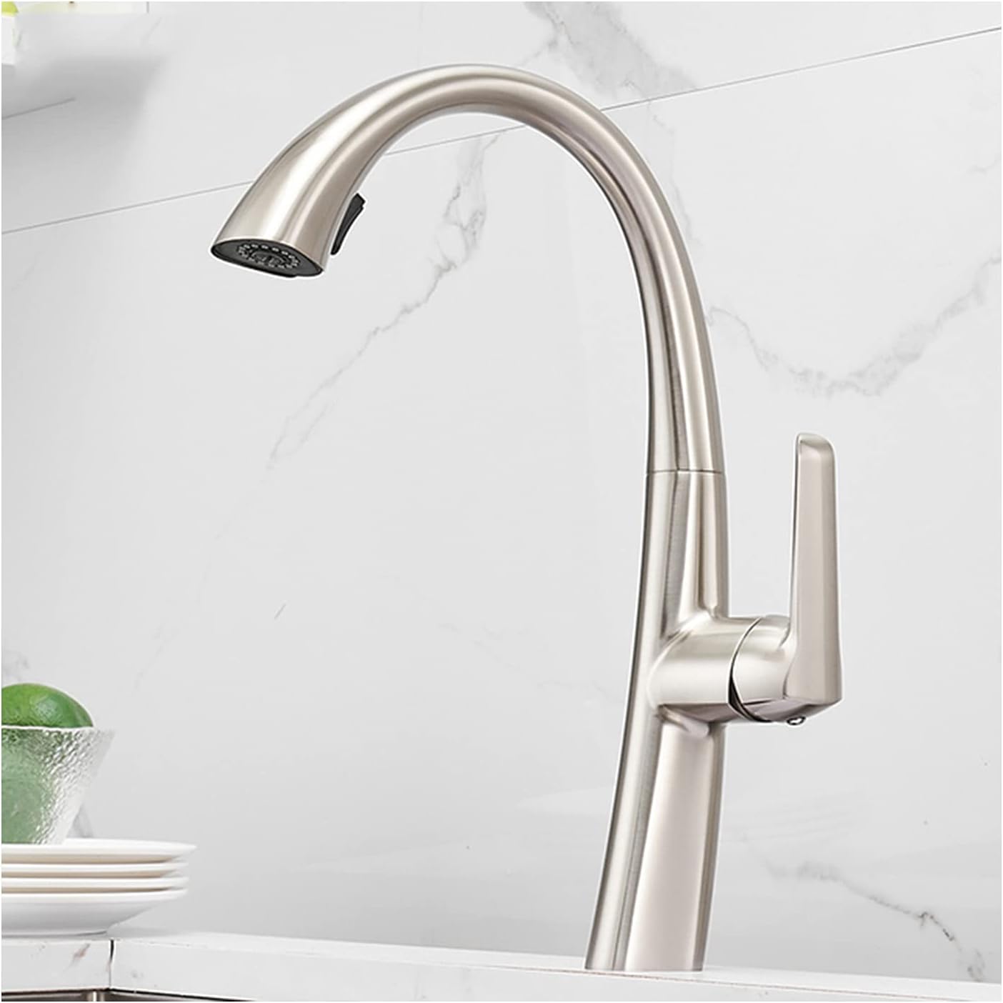 Kitchen Faucets, Brass Single Handle Kitchen Sink Tap with Dual ...