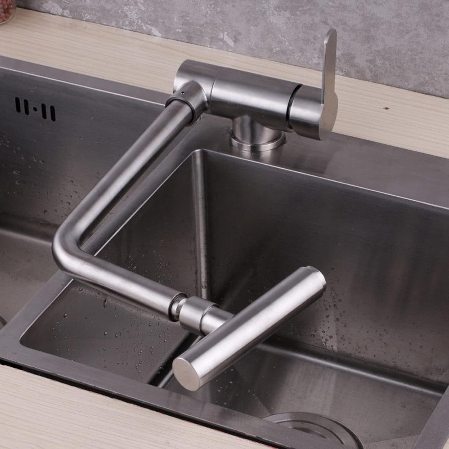 Kitchen Faucets Folding Inside Window Stainless Steel Swivel Single ...