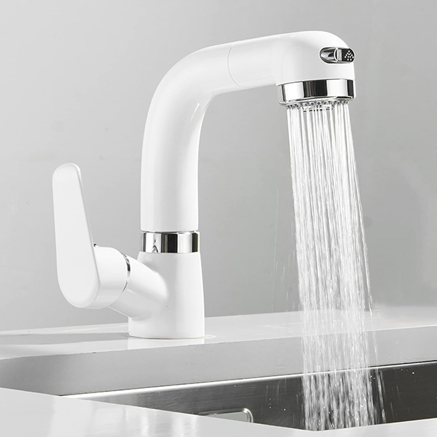 Kitchen Faucets with Pull Out Spray, Kitchen Sink Mixer Faucet White ...