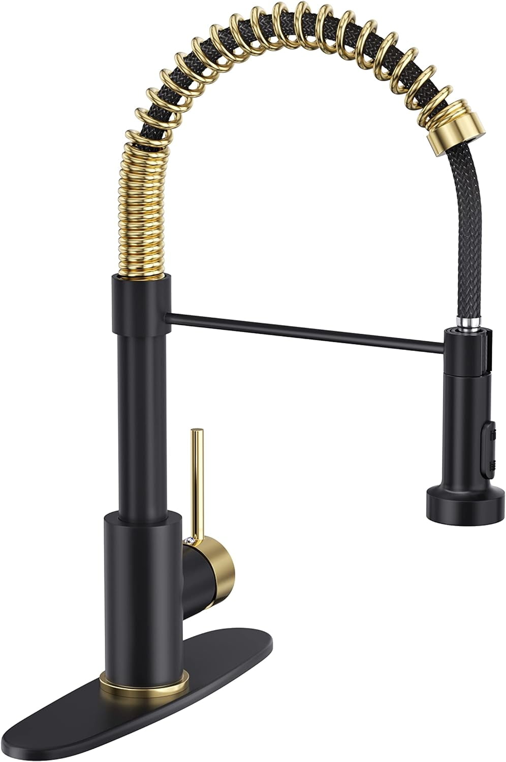 Kitchen Faucets with Pull Down Sprayer, Black& Gold Spring Commercial ...