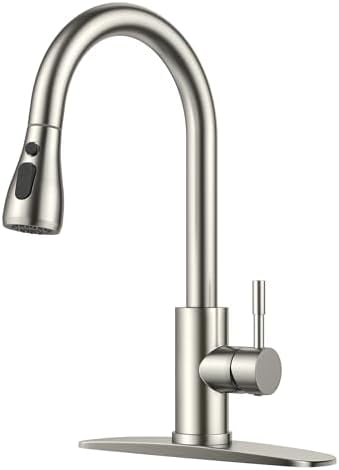 Kitchen Faucets with Pull Down Sprayer, Brushed Nickel High Arc Single ...