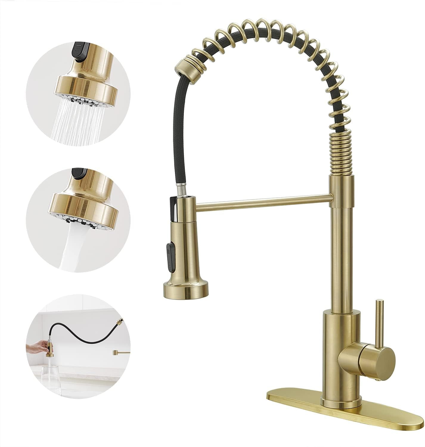Kitchen Faucets with Pull Out Sprayer Commercial Spring Sink Faucet ...