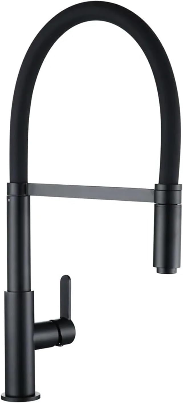 Kitchen Faucets Round Matte Black Brass Single Handle Single Hole 360 ...