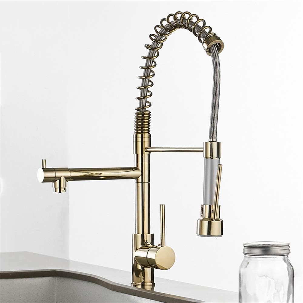 Kitchen Faucets, Single Pull Out Spring Spout Mixers Hot and Cold Water ...