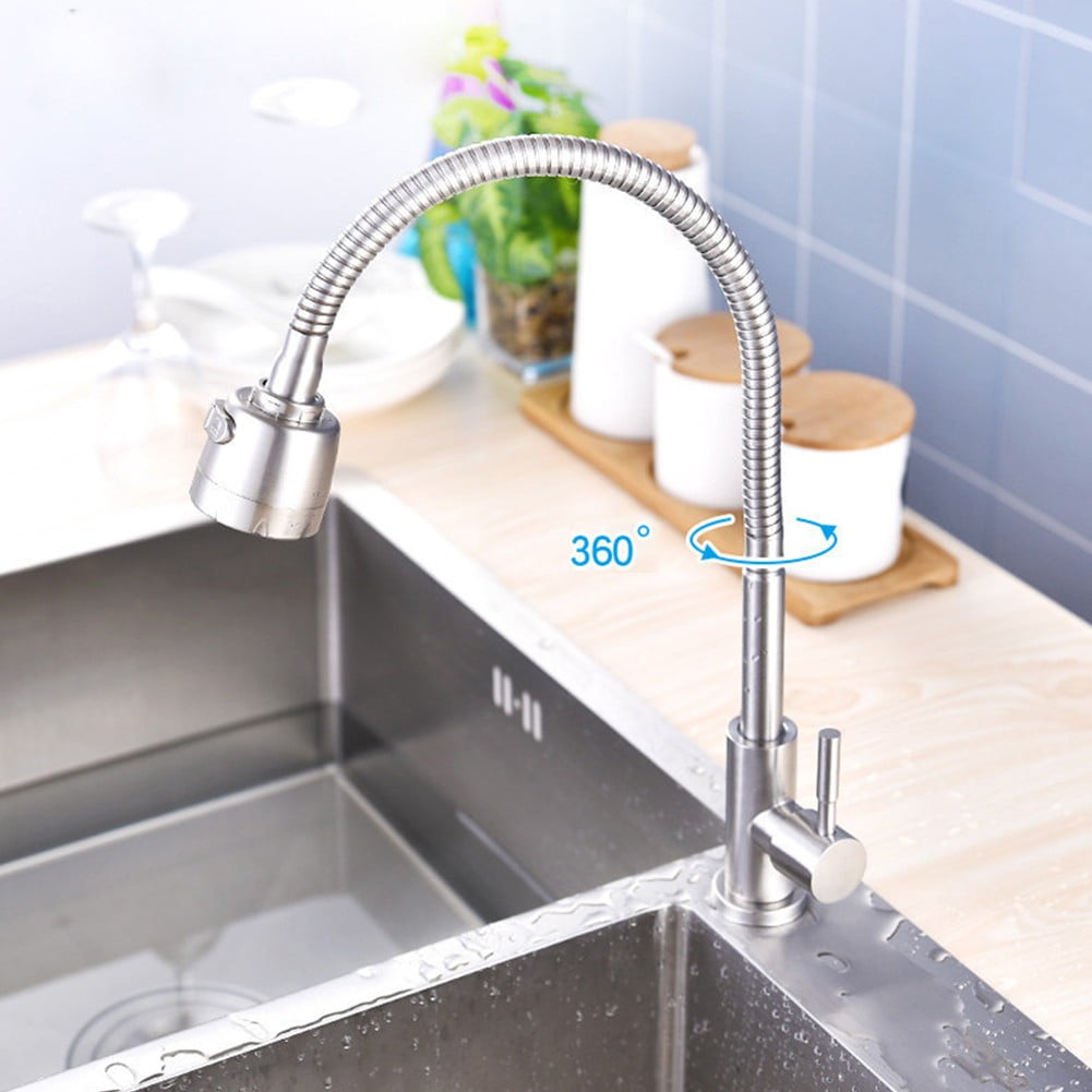 Kitchen Faucets Stainless Steel Sink Flexible Hose Cold Water Two Modes ...