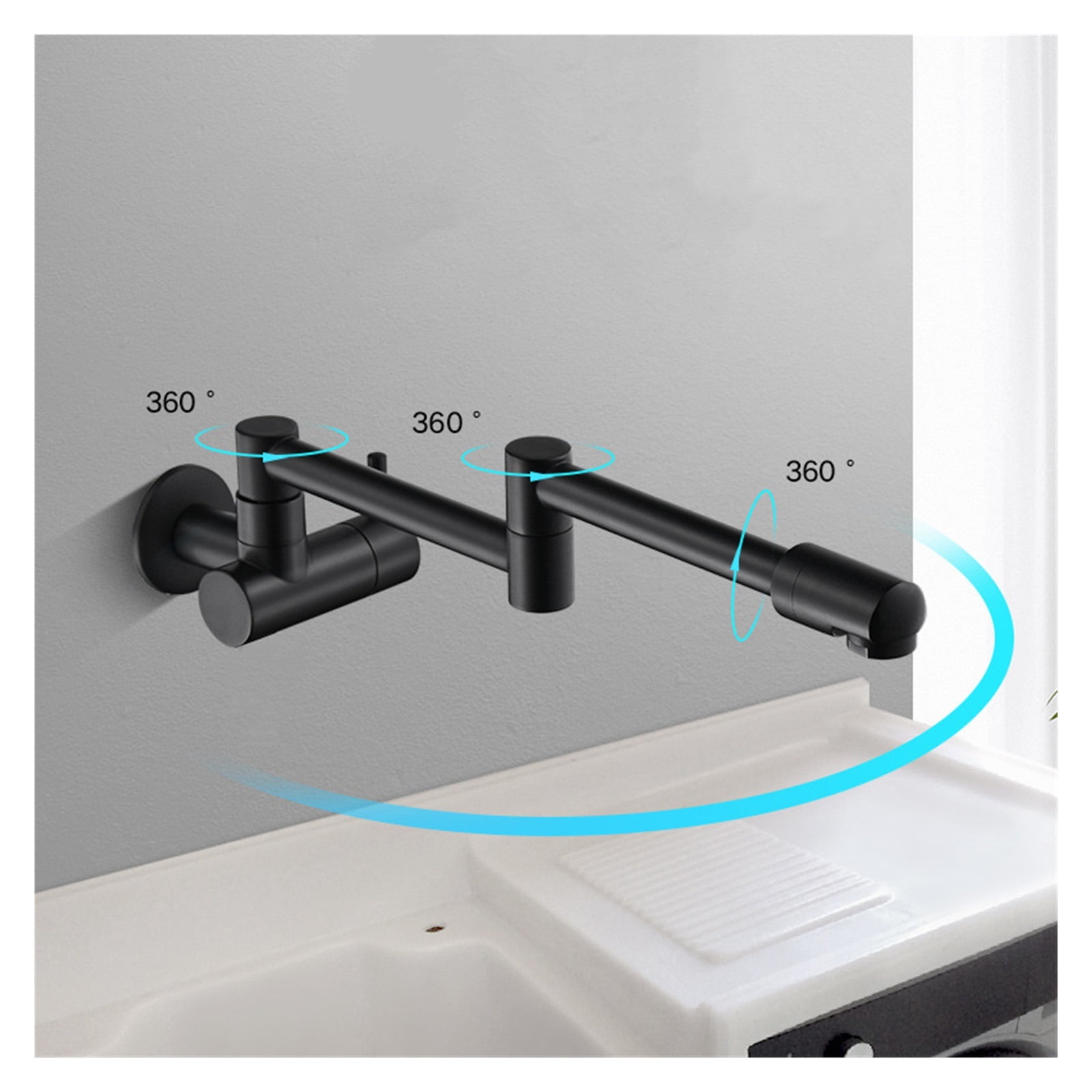 Kitchen Faucets Telescopic Folding Chrome Brass 360 Rotate Wall Mount ...