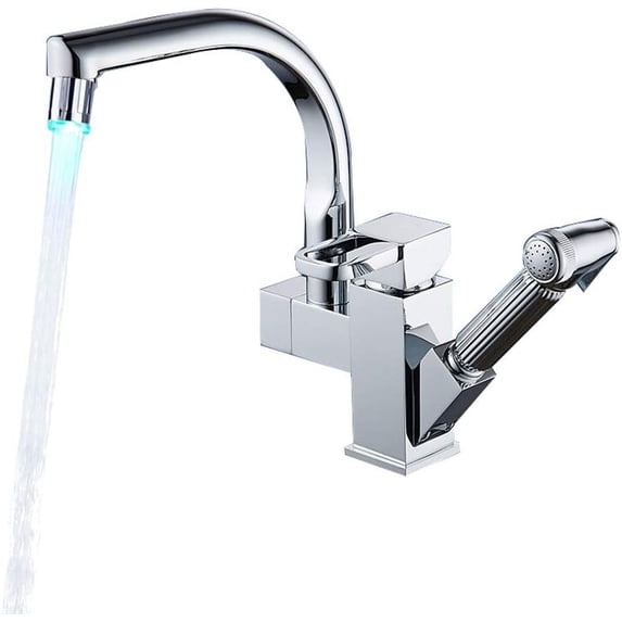 Kitchen Faucets with 2 Mode Spout Brass Deck Mounted Single Handle Hot ...