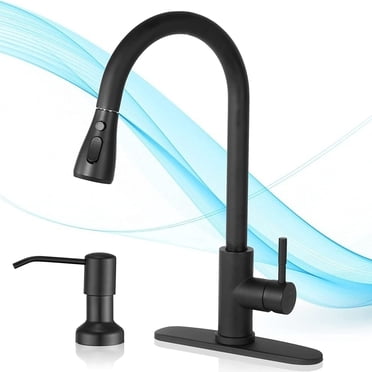 Matte Black Single Handle, Standard Kitchen Faucet with Full Range 360 ...