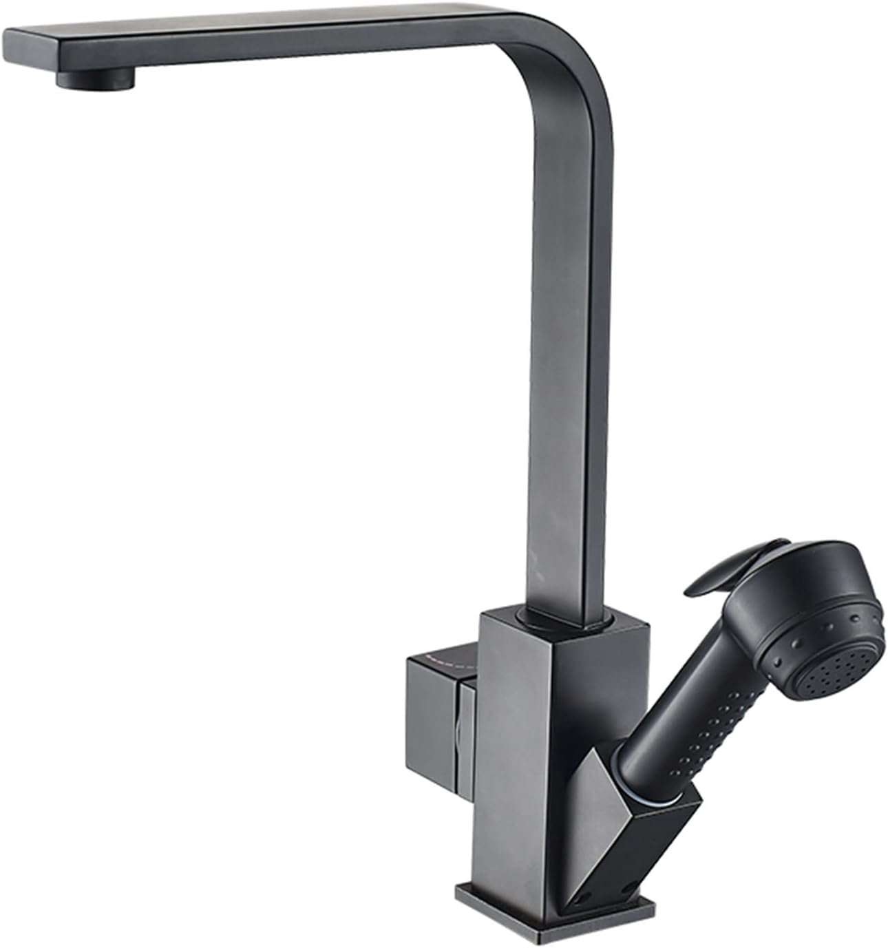 Kitchen Faucets with Pull Out Spray Black Brass Hot and Cold Water ...
