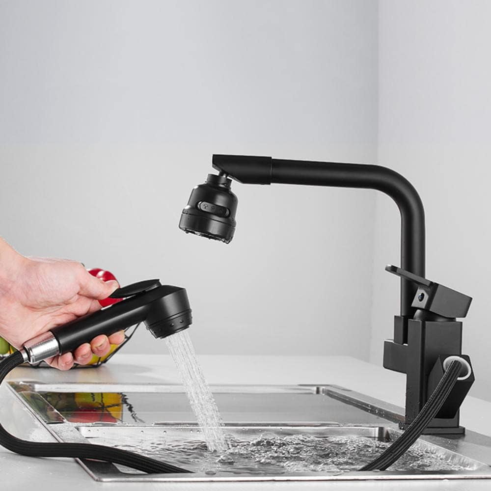 Kitchen Faucets with Pull Out Spray Black Telescopic Spray Gun 360 ...