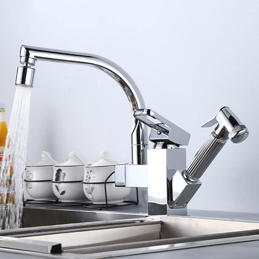 Kitchen Faucets with Pull Out Spray Chrome-Plated Sink Faucet ...
