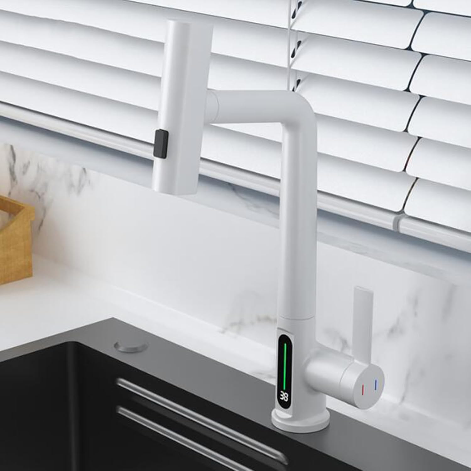 Kitchen Faucets with Pull Out Spray, Digital Temperature Display 3 ...