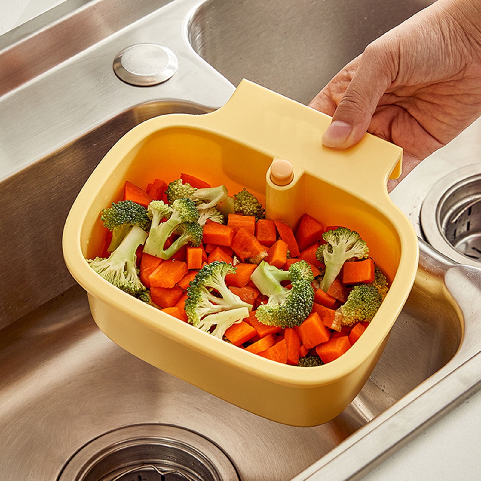 Kitchen Filter Hanging Vegetable Strainer Push Type Drain Mesh Bowl ...