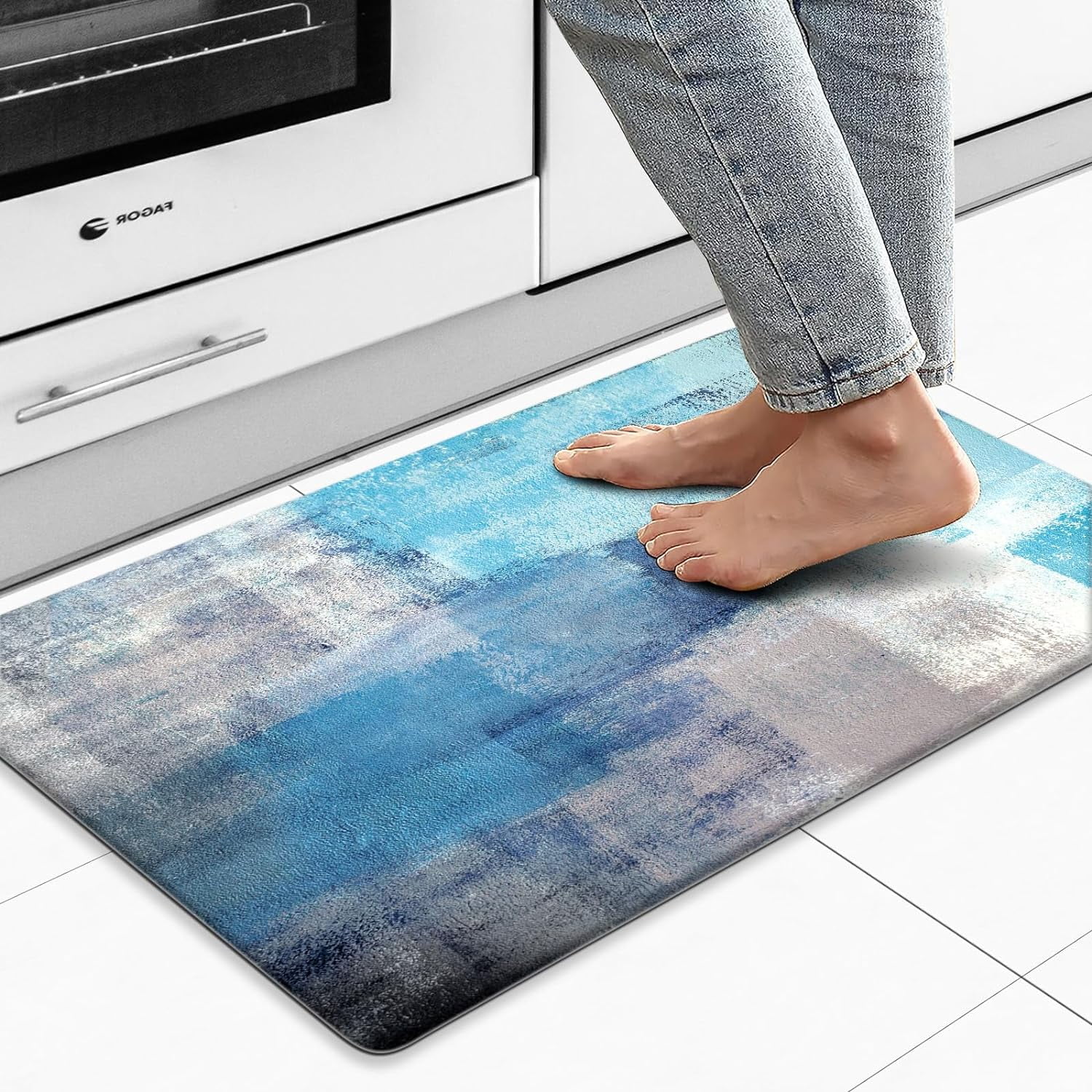 Kitchen Floor Mat Teal Turquoise Anti Fatigue Kitchen Rugs Non Skid ...