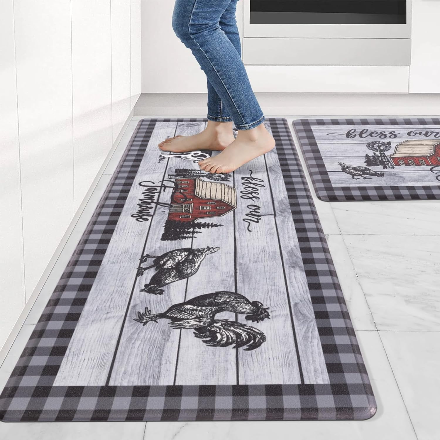 Kitchen Floor Mats 2Pcs, Anti Fatigue Kitchen Rugs and Mats Farmhouse ...