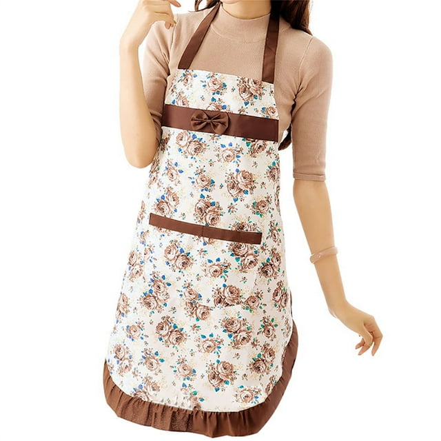 Kitchen Floral Dotted Plaid Apron for Women with Large Pockets,Cute ...