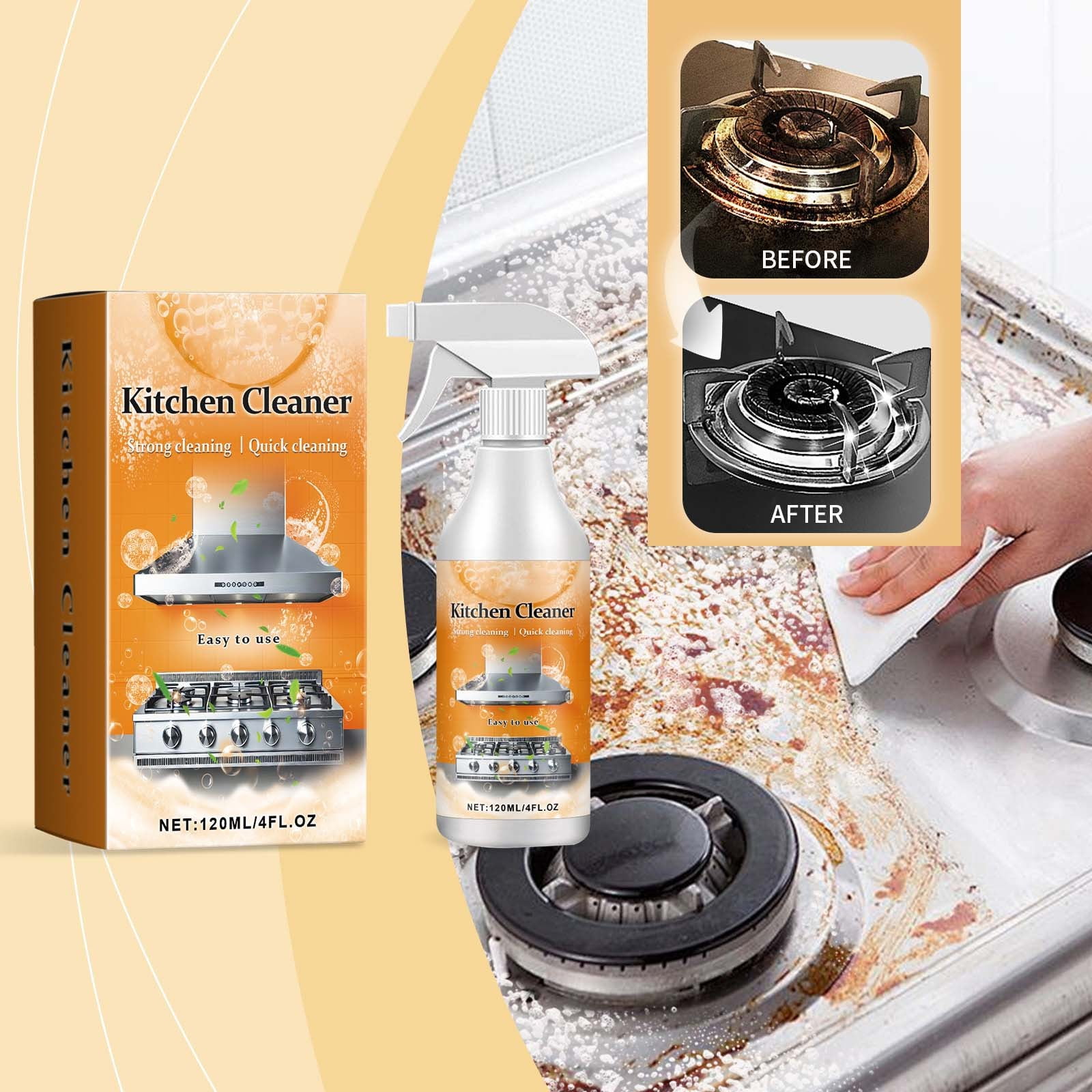 Kitchen Foam Cleaner,Stubborn Stains Cleaner,Powerful Clean Kitchen Oil Stains,All Purpose ...