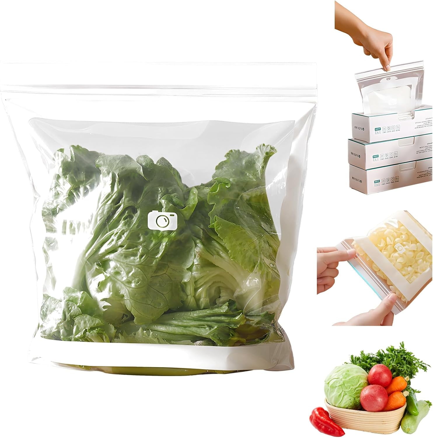 Kitchen Food Grade Fresh Keeping Bags, Reusable Long Sealed Bags for ...