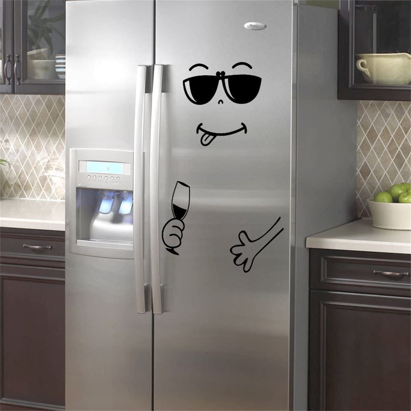 Kitchen Fridge Wall Sticker, Cute Sticker Fridge Happy Delicious Face ...