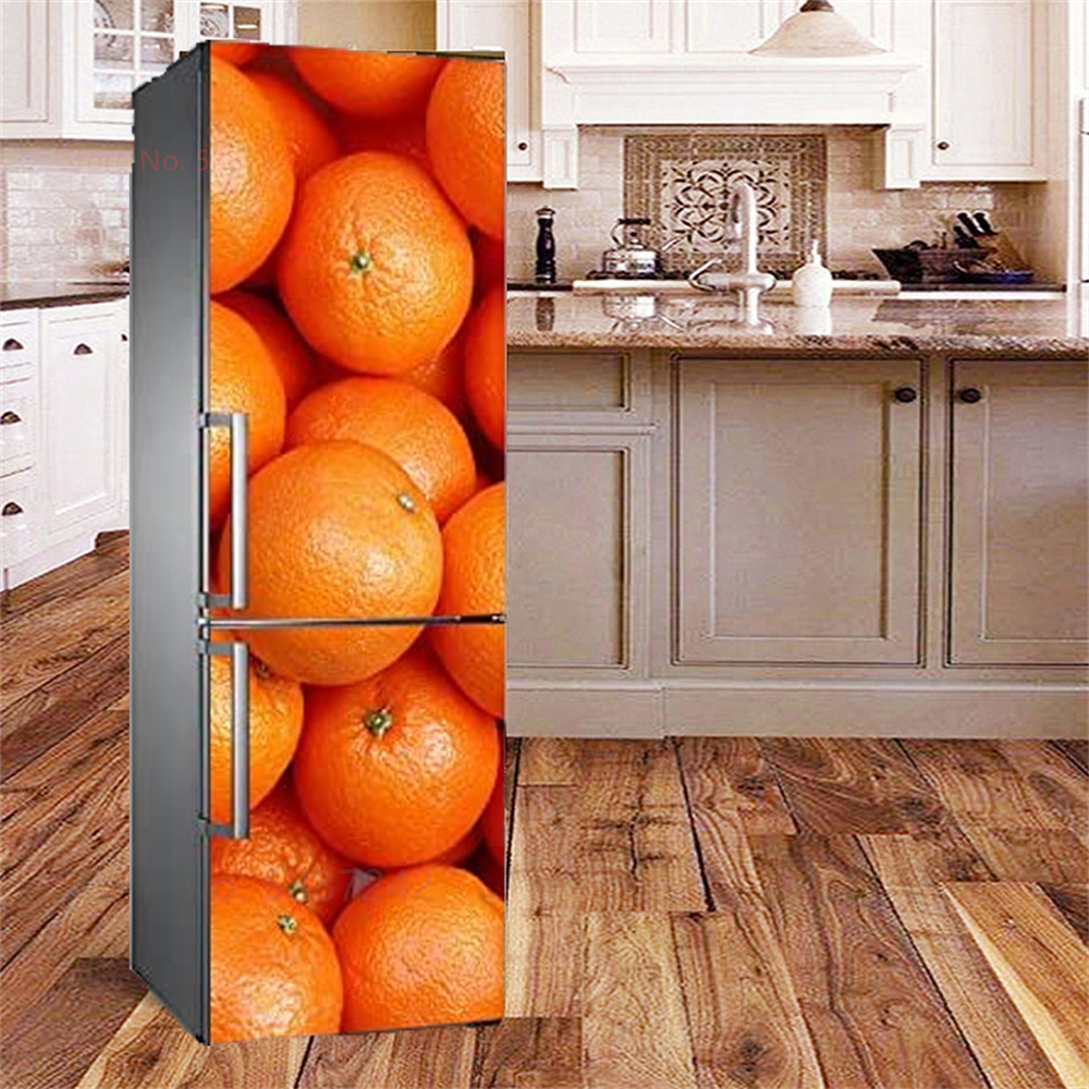 Kitchen Fruit Vegetable Vinyl Fridge Stickers Full Door Cover Adhesive ...