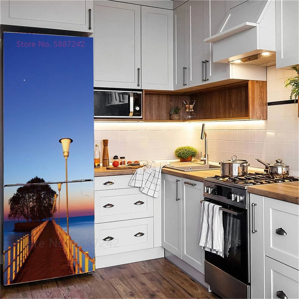 Kitchen Fruit Vegetable Vinyl Fridge Stickers Full Door Cover Adhesive ...