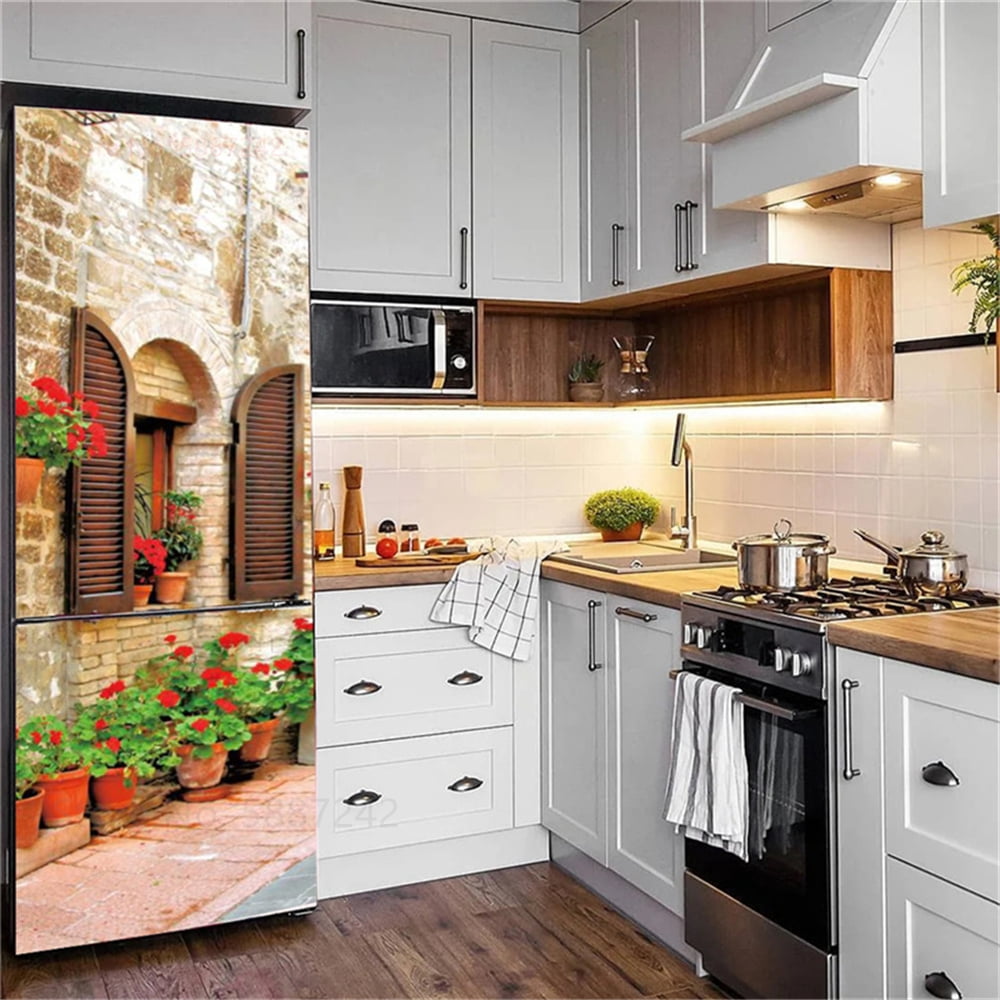 Kitchen Fruit Vegetable Vinyl Fridge Stickers Full Door Cover Adhesive ...