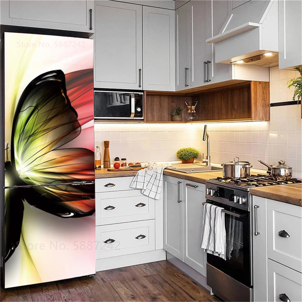 Kitchen Fruit Vegetable Vinyl Fridge Stickers Full Door Cover Adhesive ...