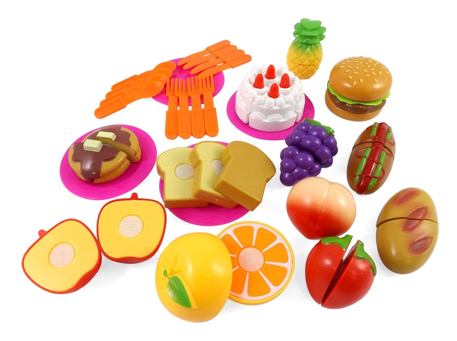 Kitchen Fun Cutting Fruits & Fast Food Playset For Kids - Walmart.com