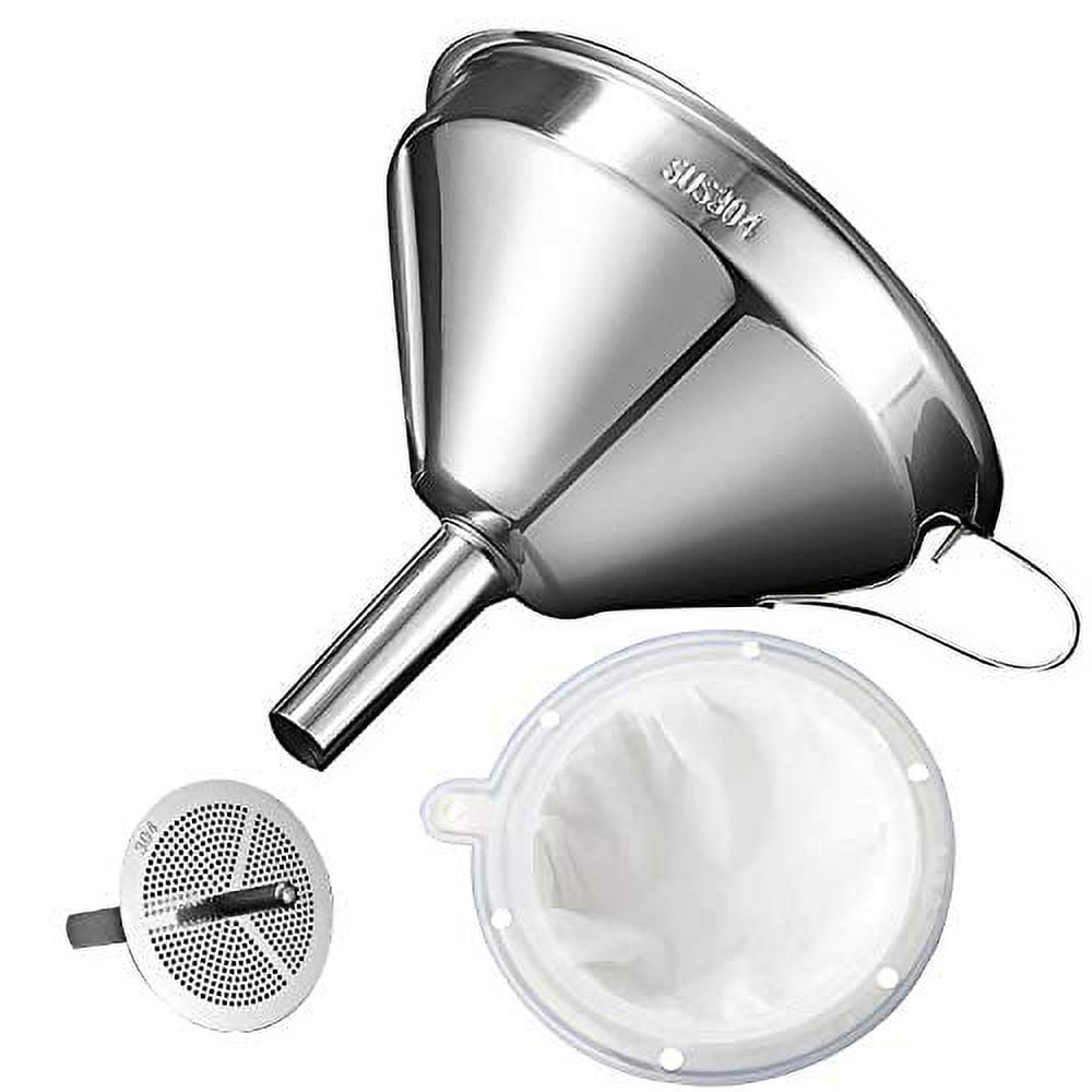 Kitchen Funnel for Filling Bottles, Cooking Oil Funnel with Strainer ...