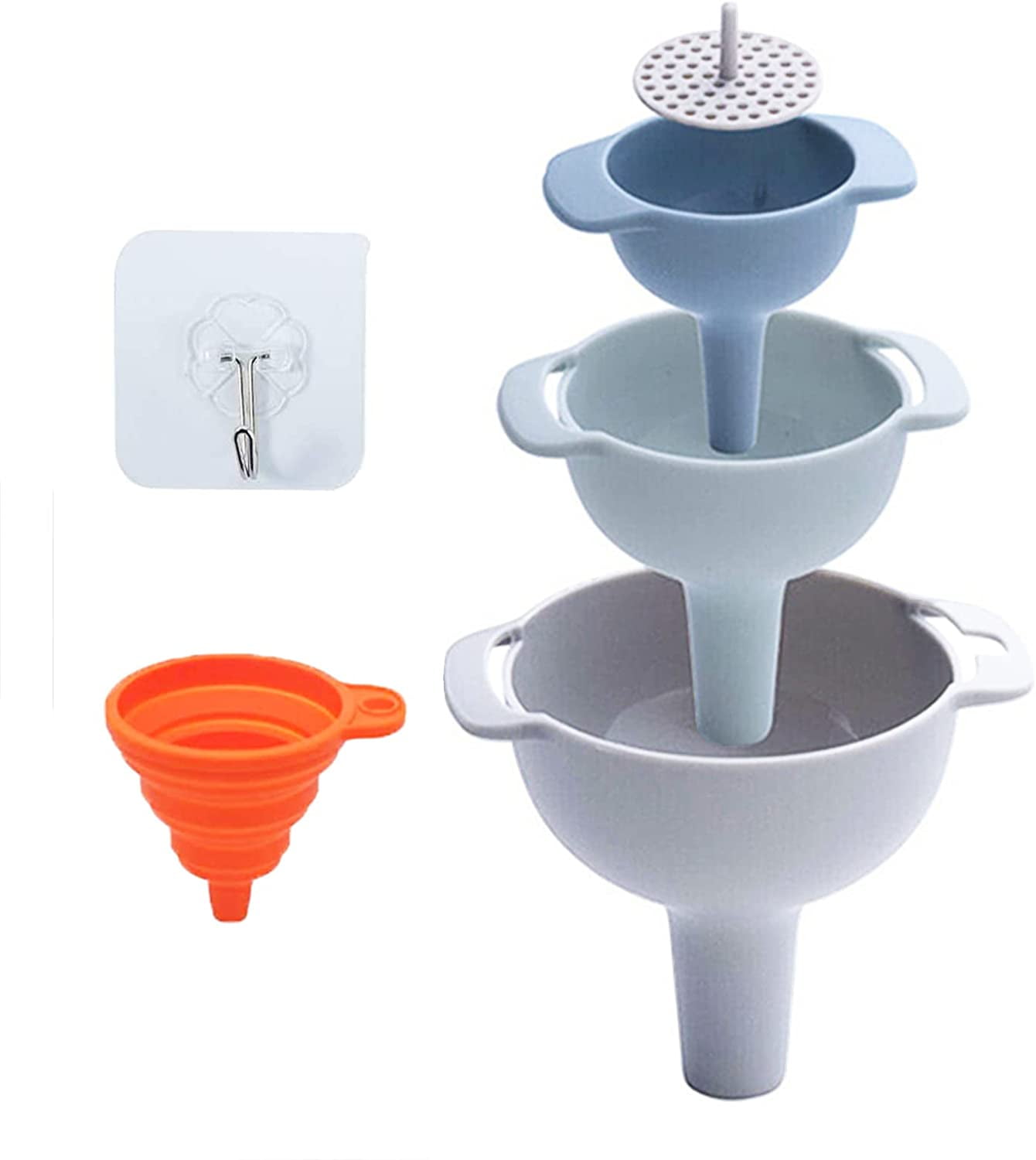 Kitchen Funnel Set of 3, Nested Funnels with Handle, Food Grade Plastic ... Kitchen Funnel Set of 3, Nested Funnels with Handle, Food Grade Plastic ...