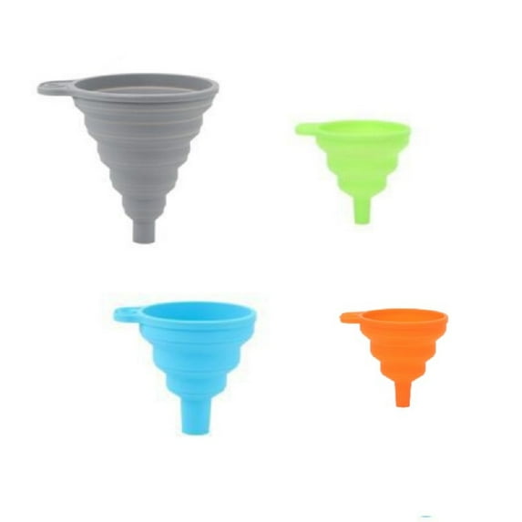 kibhous Silicone Foldable Kitchen Funnel Set, Collapsible Funnels for ...