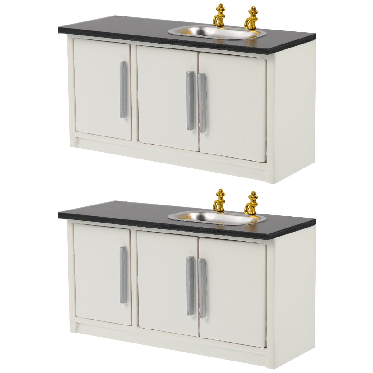 Kitchen Furniture Wooden Tiny House Miniature Sink Cabinet Accessories ...