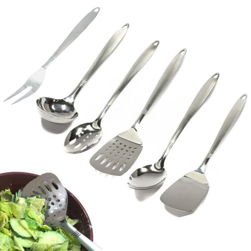 Kitchen Gadgets 6 Stainless Steel Kitchen Cooking & Serving Utensil Set ...