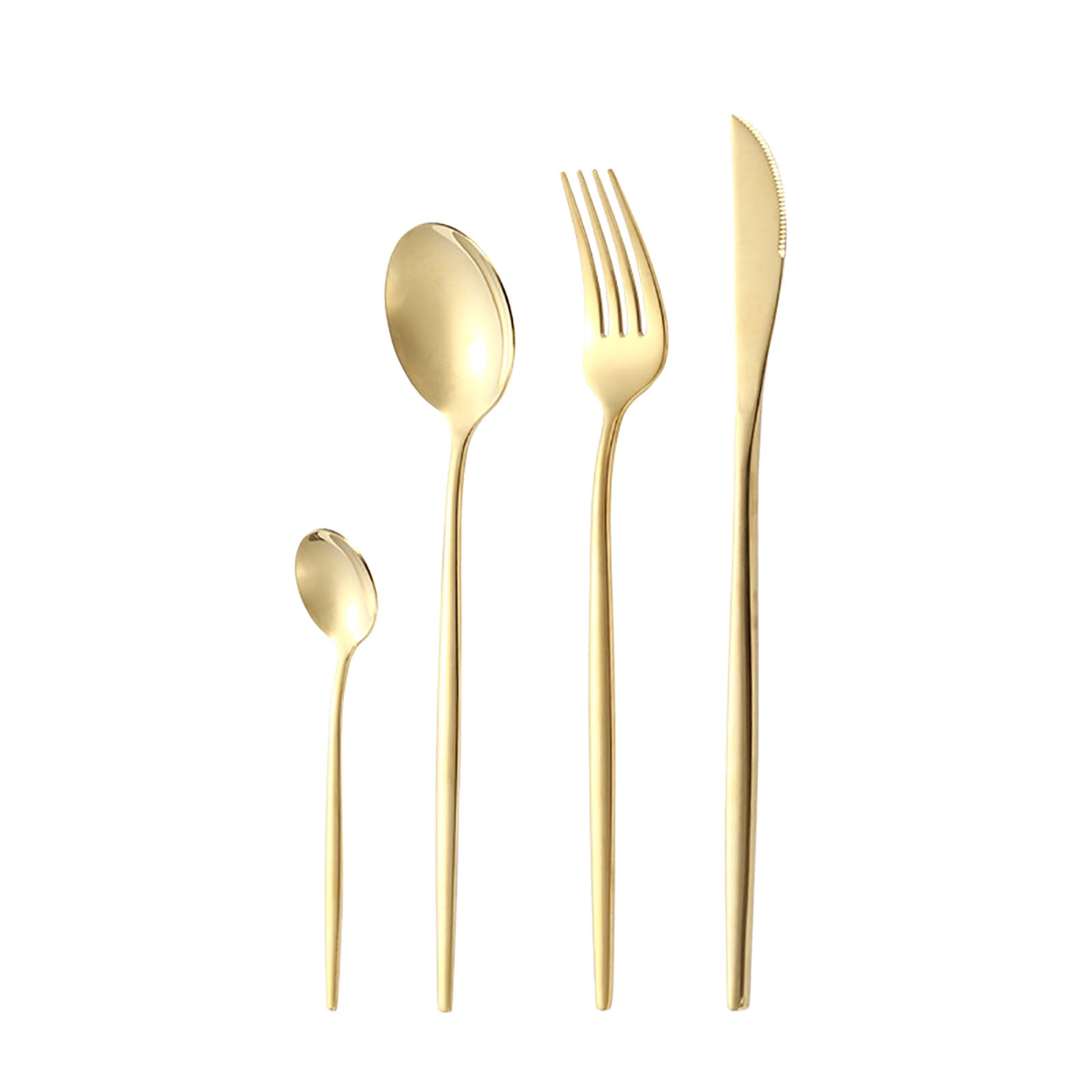 Kitchen Gadgets Cameland Matte Gold Silverware Set With Steak Knives ...