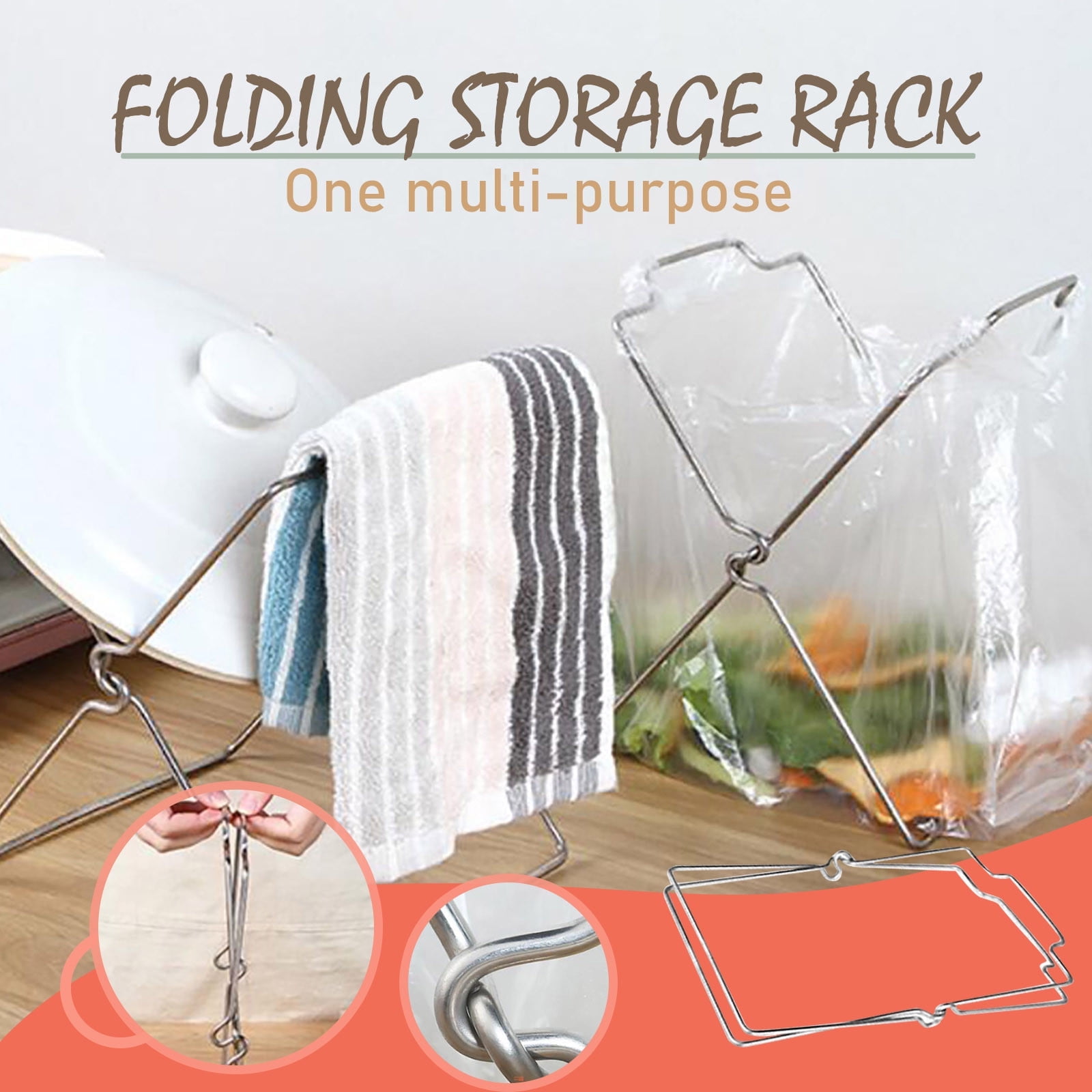 Kitchen Gadgets Stainless Steel Kitchen Trash Rack Foldable Storage ...