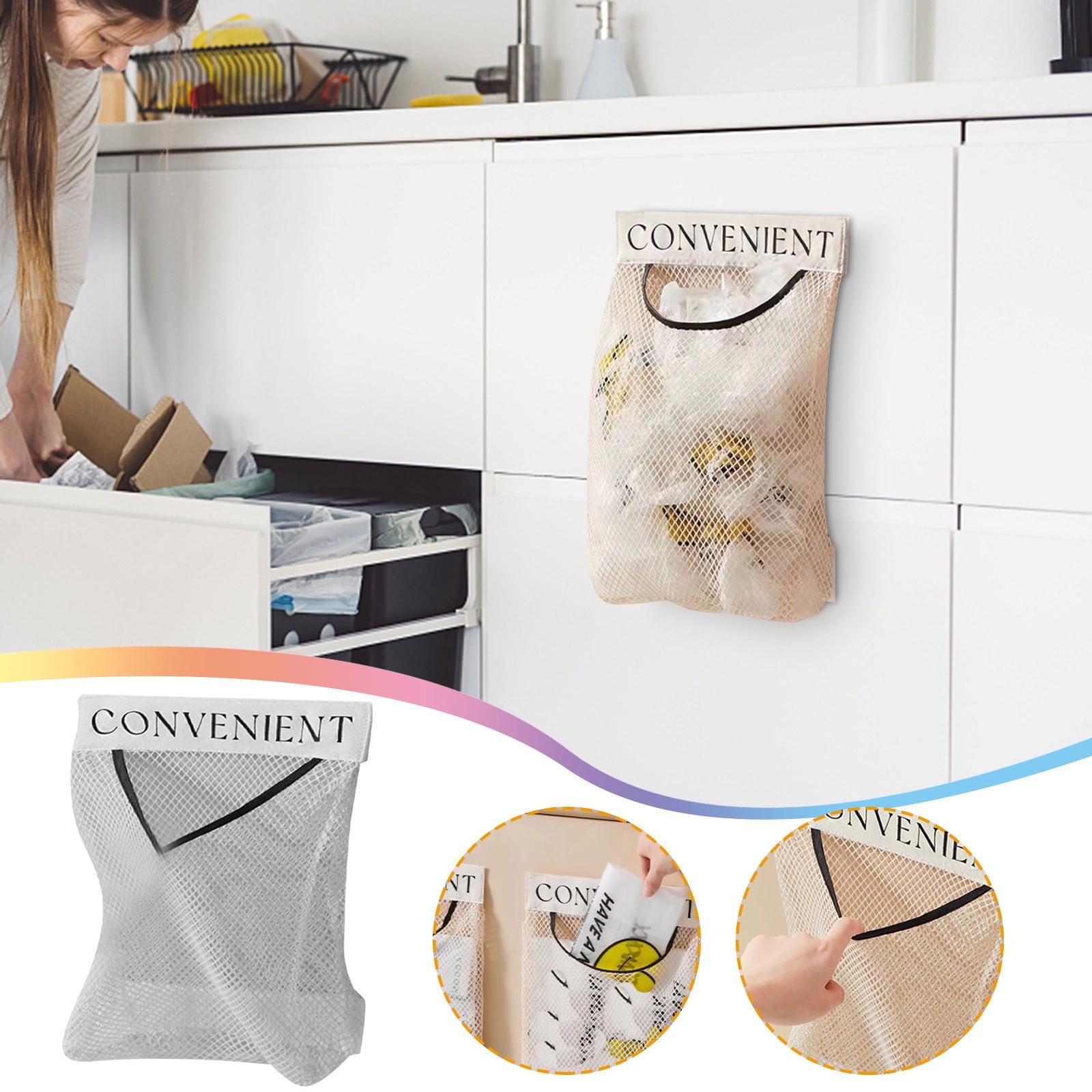 Kitchen Garbage Bag Organizer,Wall-Mounted Large-Capacity Storage Bag ...