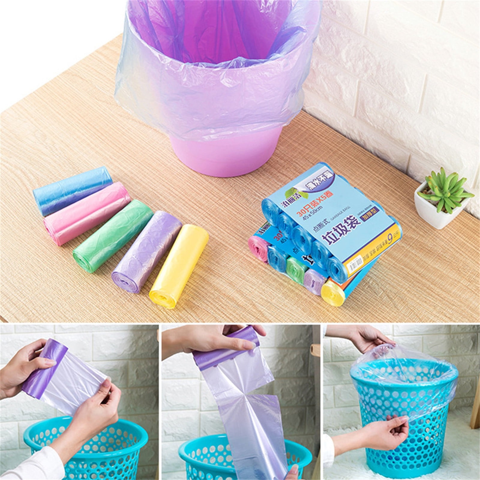 Kitchen Garbage Trash Bags 300 PCS Bathroom Waste Garbage Trash Bags ...