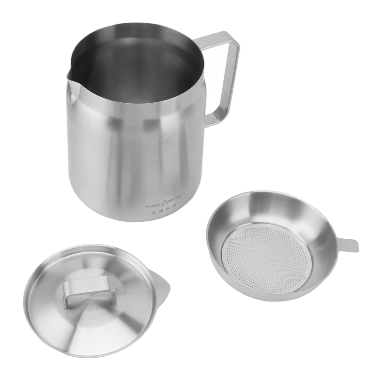 Kitchen Grease Container With Strainer, Durable 304 Stainless Steel ...