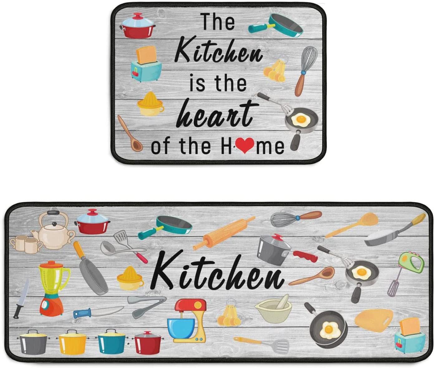 Kitchen Grey Kitchen Rugs Set of 2 Non-Slip Kitchen Rugs Waterproof ...