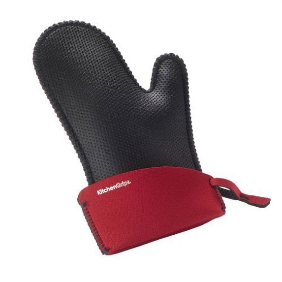 Kitchen Grips Heat Resistant Oven Mitt, Large, Black/Cherry for Hot ...