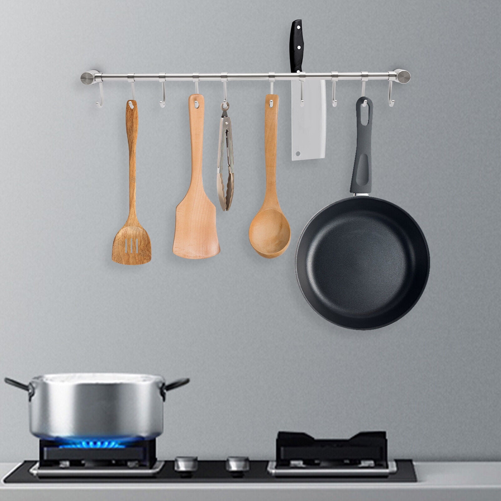 Kitchen Hanging Racks 304 Stainless Steel 20 Inch Rail Utensil Storage ...