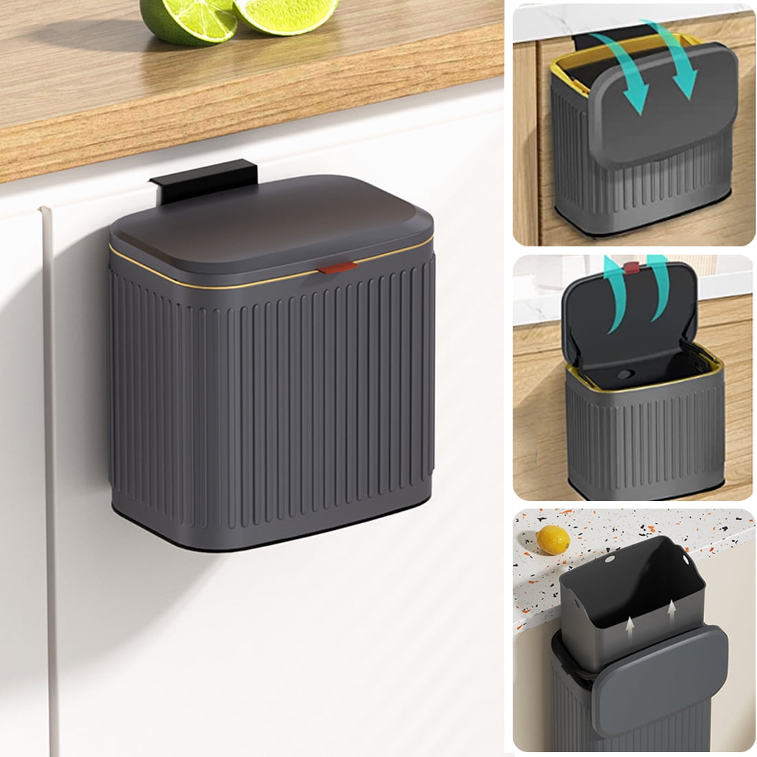 SIDIANBAN 1 Gal Stainless Steel Kitchen Compost Bin with Lid, Black ...