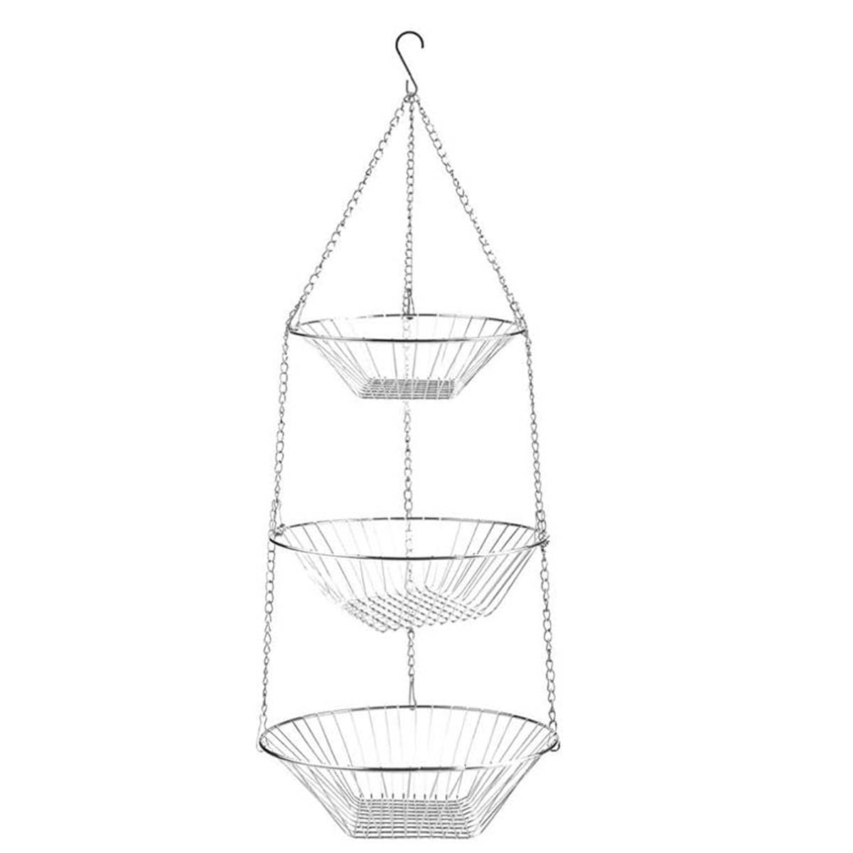 Kitchen Hanging Vegetable Rack, 3 Tier Kitchen Iron Storage Baskets for ...