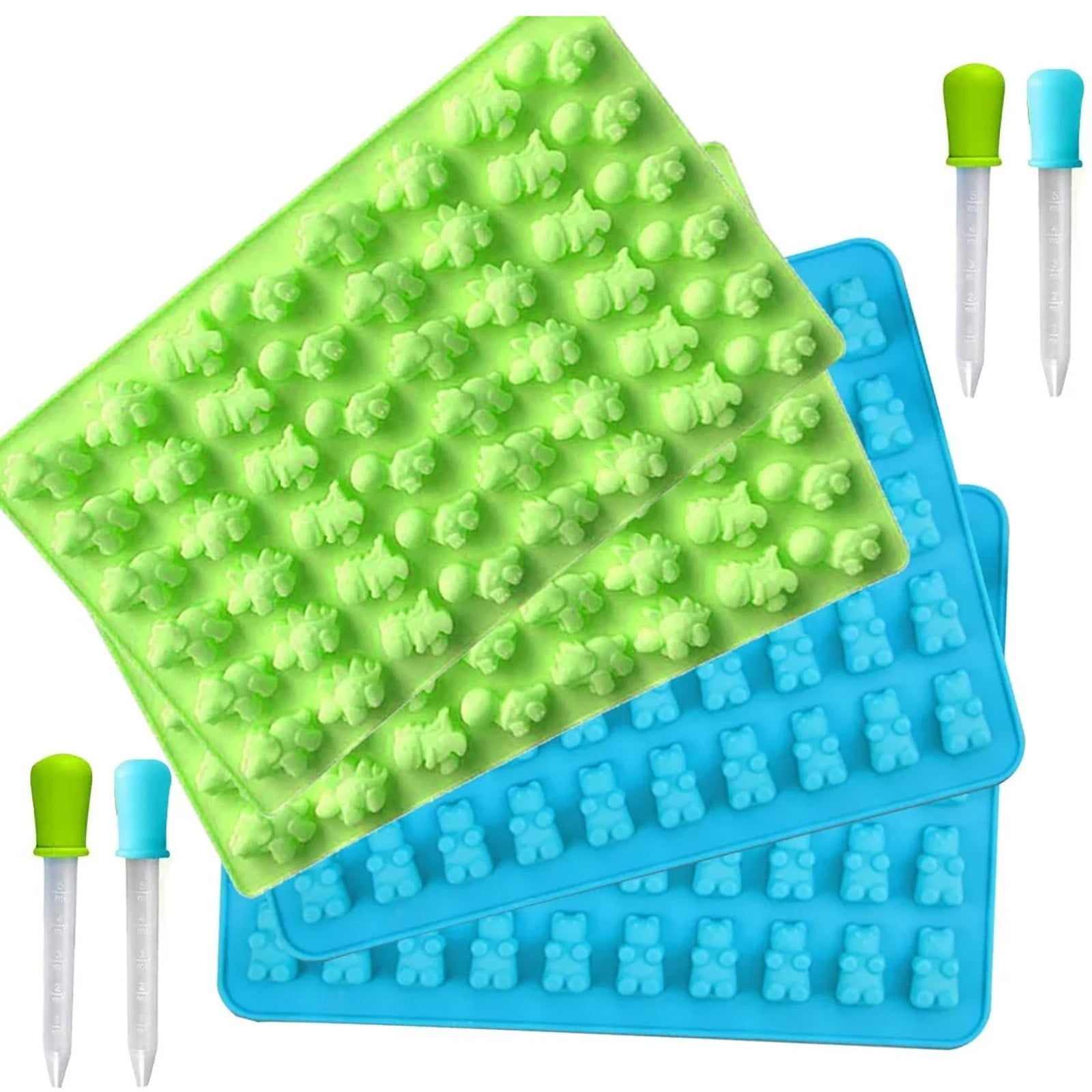 Kitchen Ice Grid, Ongmies 4 Pack Silicone Gummy Bear and Dinosaur with ...