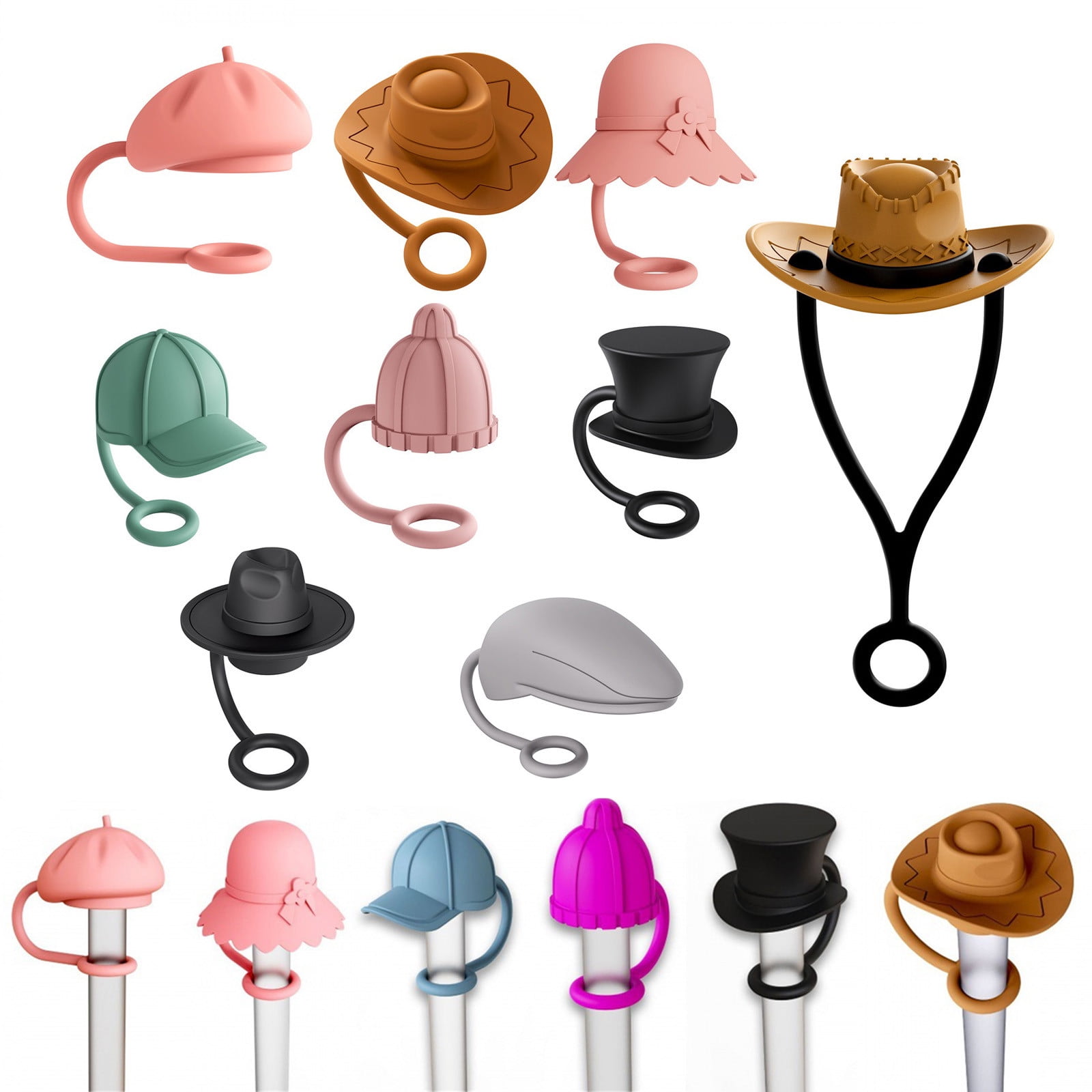 Kitchen Implements Straw Tips Drinking Cap Proof Plugs Cover Cup Accessories 6-10Mm Cowboy Hat ...