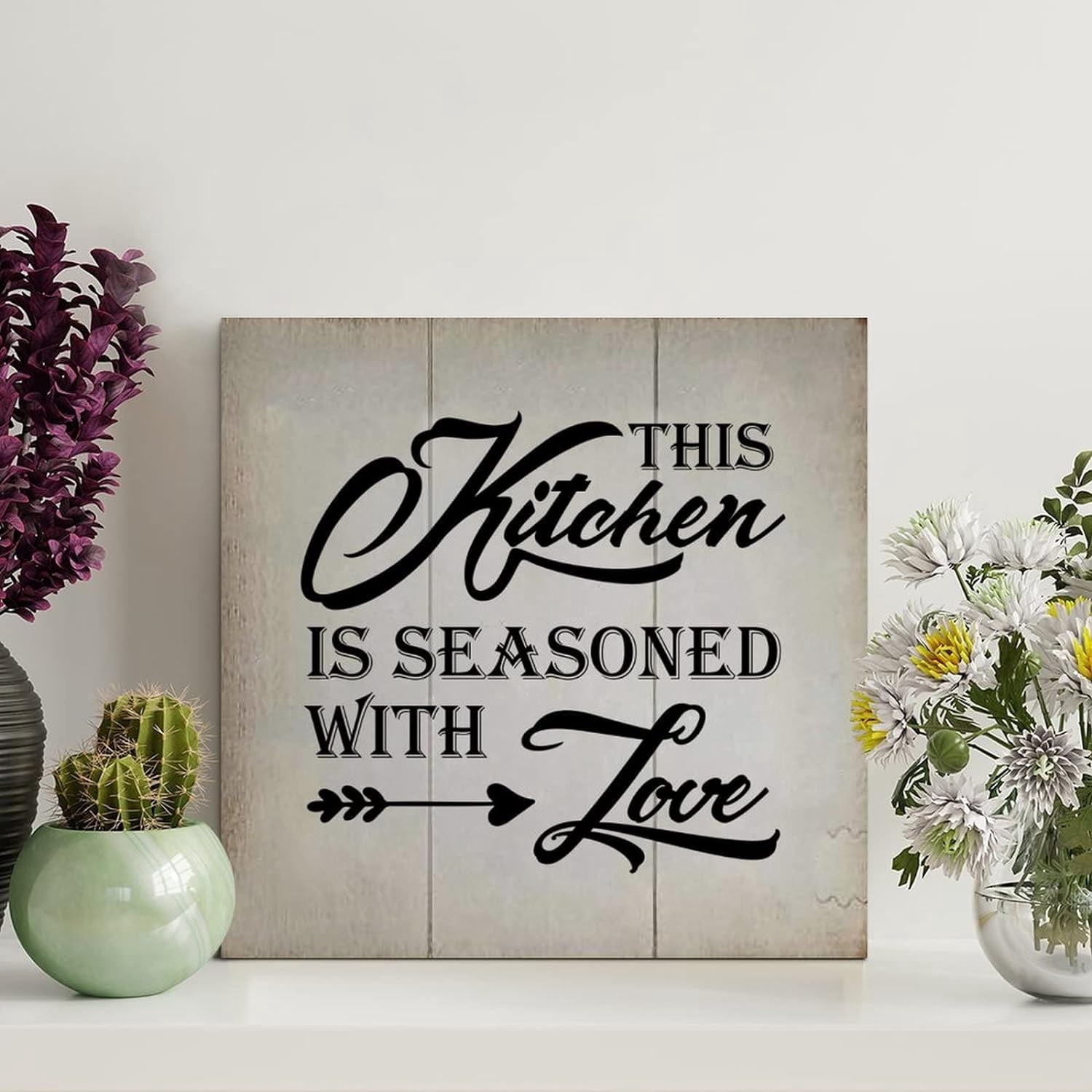 this Kitchen Is Seasoned with Love Wood Signs Vintage Wood Plaque ...