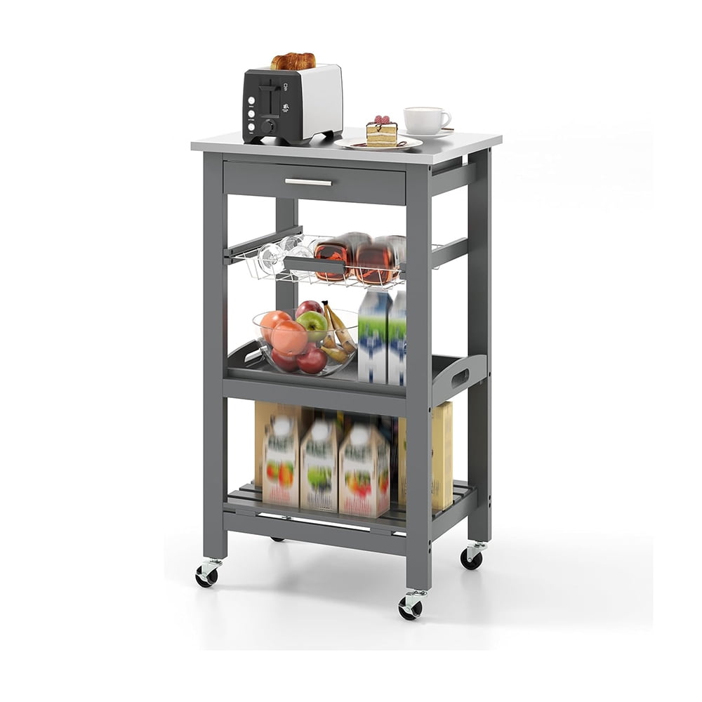 Kitchen Island Cart with Drawer, Rolling Kitchen Cart on Wheels with ...